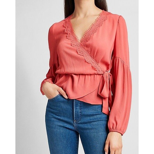 Long Sleeve Wrap Front Blouse
