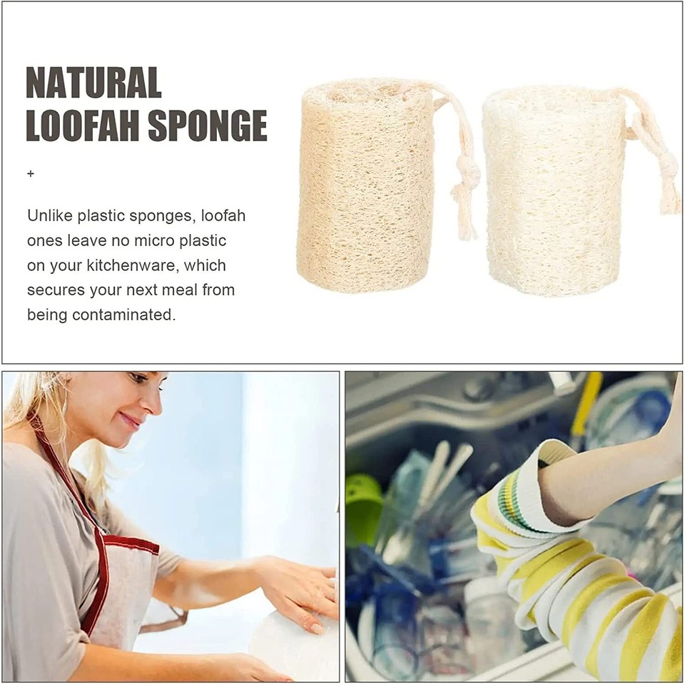 4 PCS Natural Organic Loofah Sponges Kitchen Washing Up Sponge | eBay