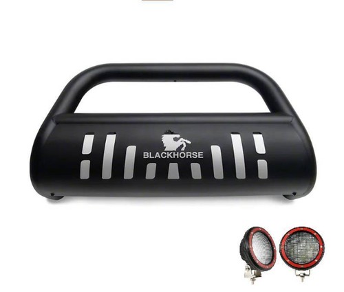 Black Horse Bull Bar Push Guard w/Skid Black w/5.3"LED Fits 2015-2022 ...