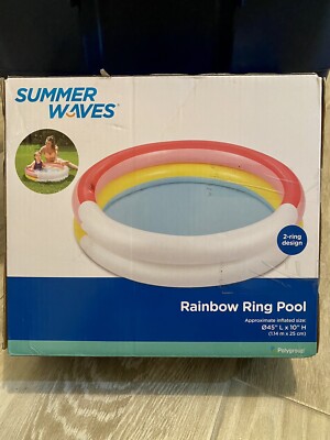 SUMMER WAVES New Rainbow Ring Pool 2-Ring Design Kiddie Pool Close Out ...