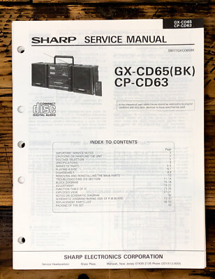 Sharp GX-CD65 CP-CD63 Boombox / Radio Service Manual *Original* | eBay