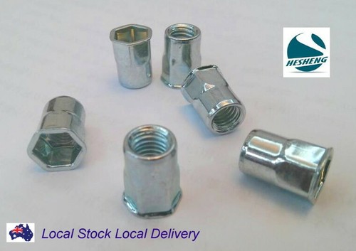 Qty 30 M8 Hex Flange Zinc Plated Rivet Nut Nutsert Hexsert Nut Nutserts ...