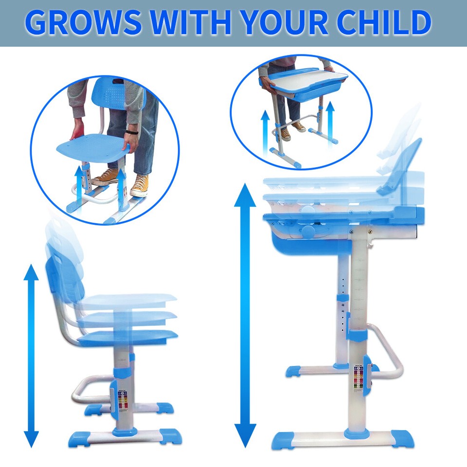 Kids Desk and Chair set Height Adjustable for Ages 3-15,Children's ...
