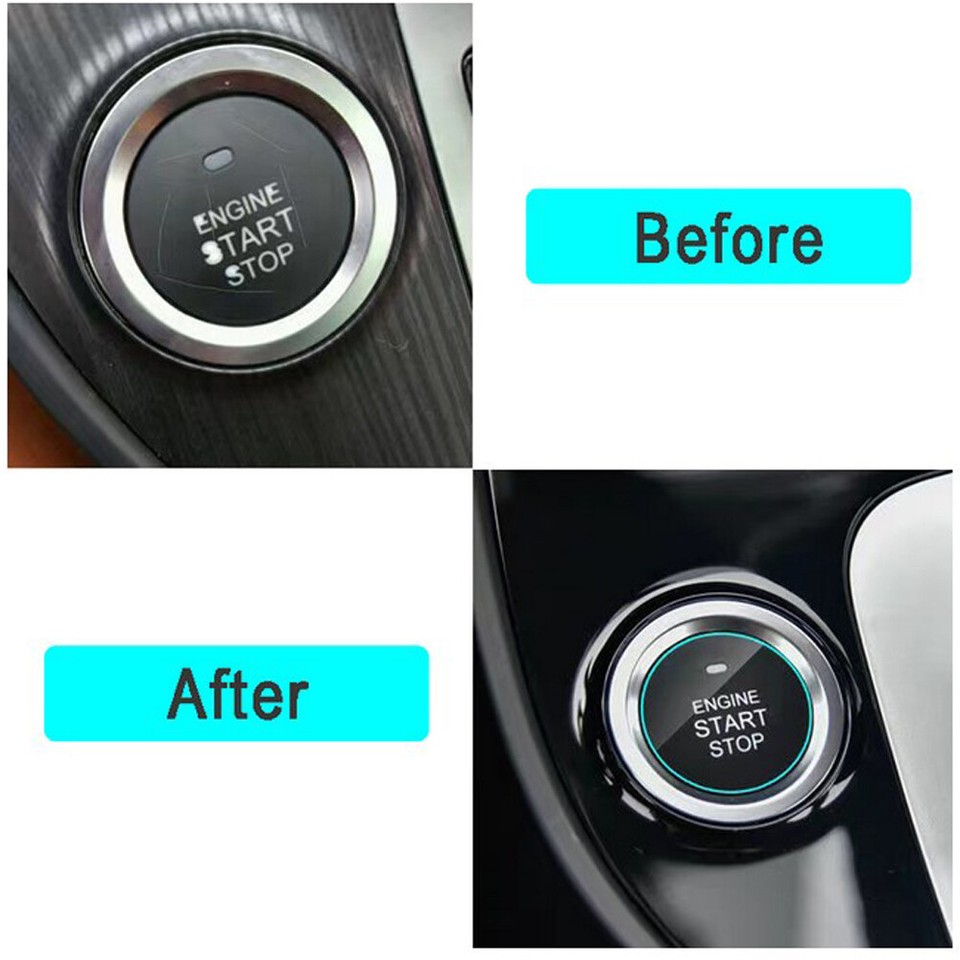 2pcs Invisible Car Switch Start Stop Button Sticker Cover Clear Film ...