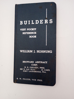 Vintage Builders Vest Pocket Reference Book ~ William Hornung 2nd Print ...