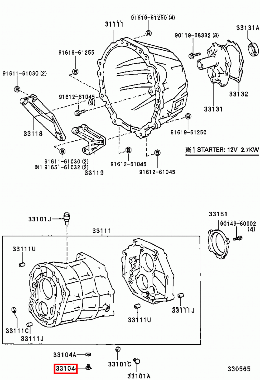 Genuine Hilux LN155 LN152 LN150 LN147 LN145 LN135 Manual MT Magnetic ...