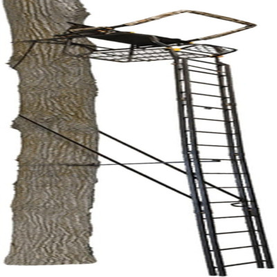 20" Tall Tree Stand, Single Steel Ladder with Adjustable Padded ...