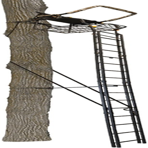 20" Tall Tree Stand, Single Steel Ladder with Adjustable Padded ...