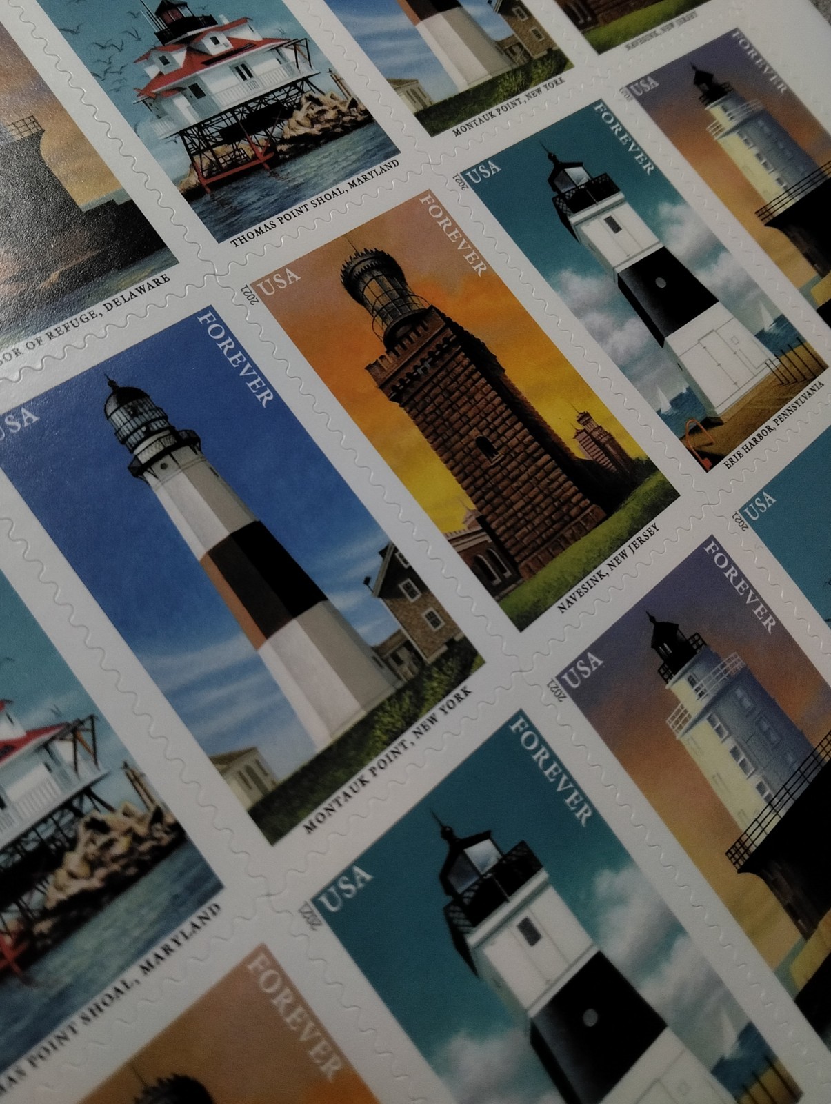 (5) USPS Mid-Atlantic Lighthouse 20 Forever Stamps Total 100 Stamps ...