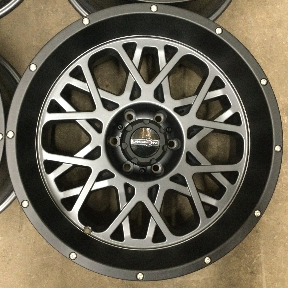 Set 4 20" Vision 412 Rocker Anthracite with Satin Black Lip 20x12 ...