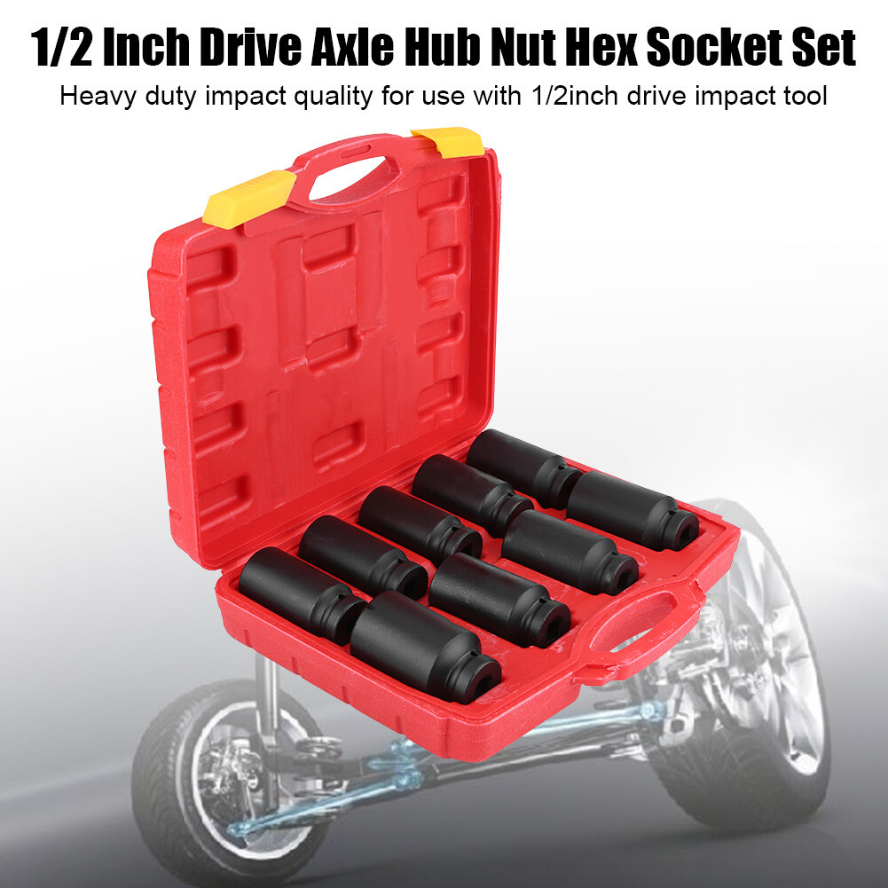 9pcs 1/2" Deep Impact Hex Socket Set 29 - 38mm with plastic Case 6 ...