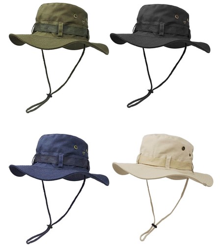 Boonie Hat Aussie Bush Hats Cotton Wide Brim Sun Cap Army Bucket Hat ...