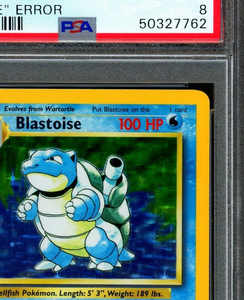 1999 Pokemon BLASTOISE Base Set Misprint STAGE ERROR Holo Rare Card 2/ ...