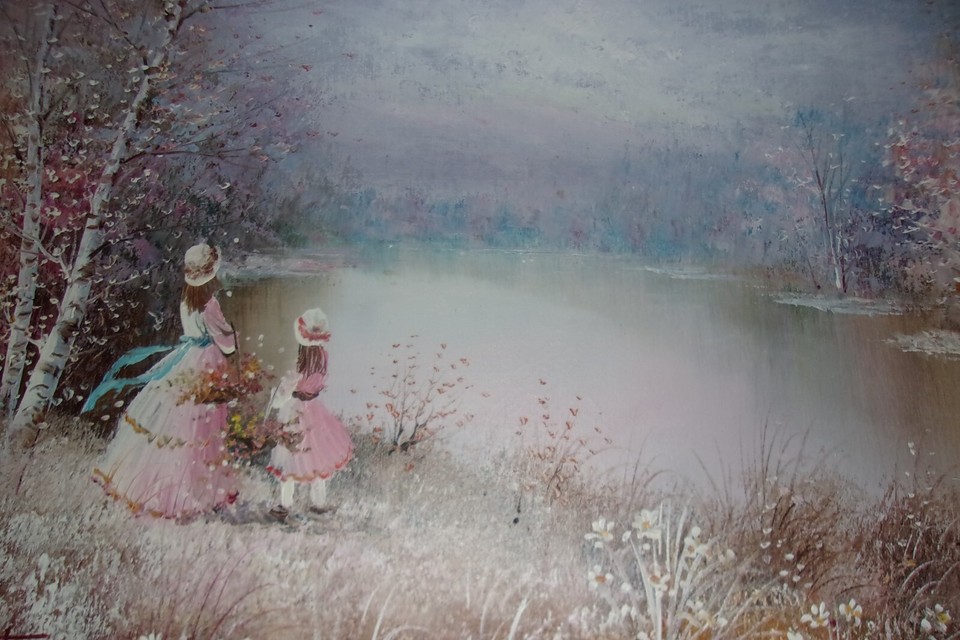 ALFRED DUPONT (ORIGINAL). Mother and child. Signed. 44x32" huge ...