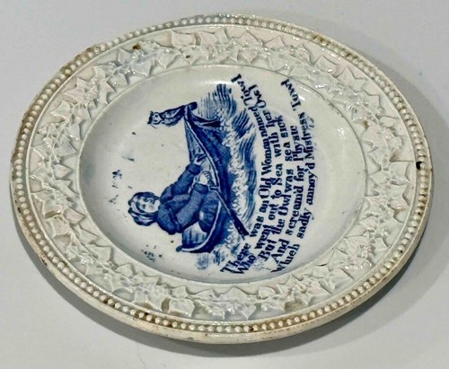Rare Staffordshire Small OLD WOMAN NAMED TOWL Pearlware Plate, Clews, c ...