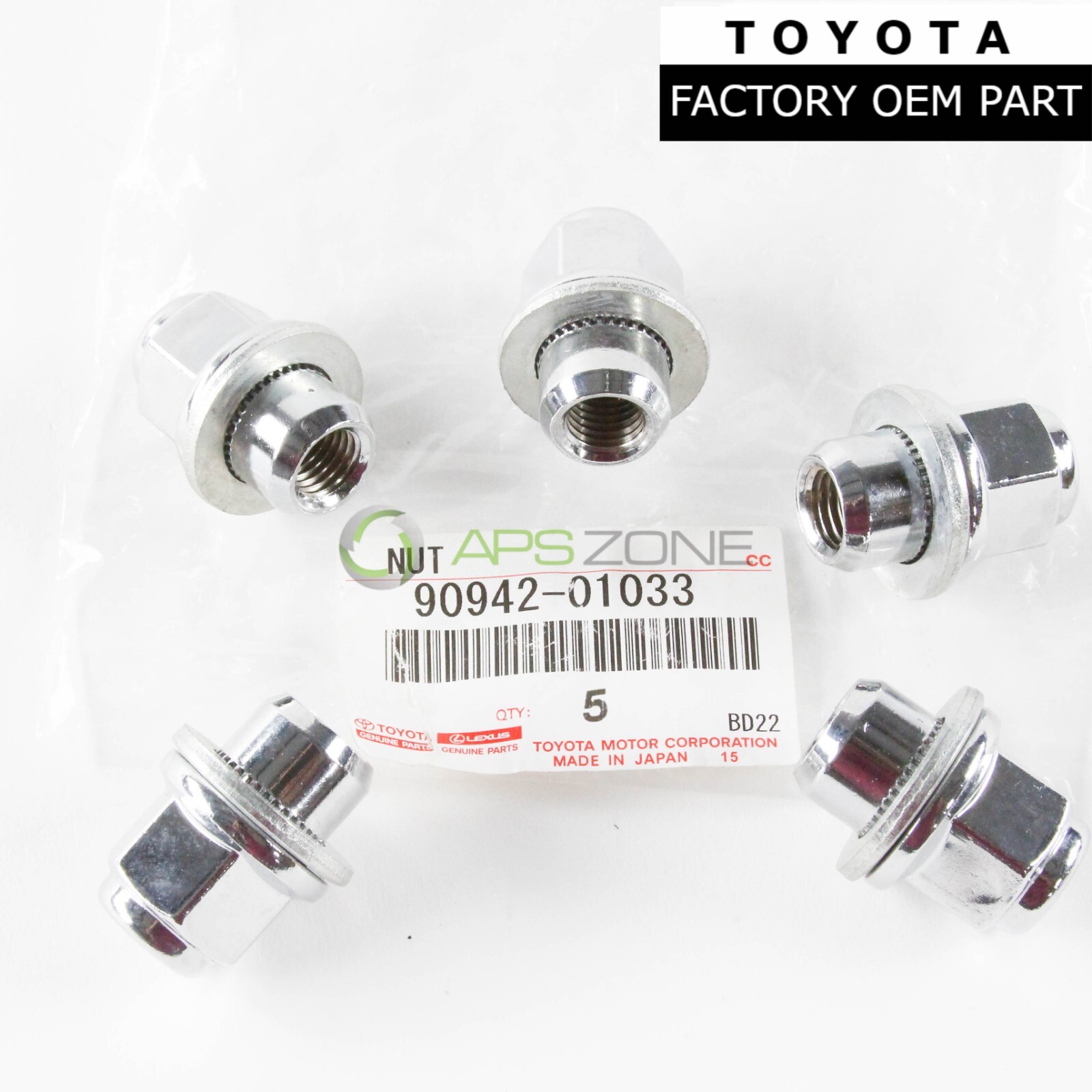 GENUINE TOYOTA CAMRY RAV4 ES300h GS350 WHEEL LUG NUT SET OF 5 OEM 90942 ...