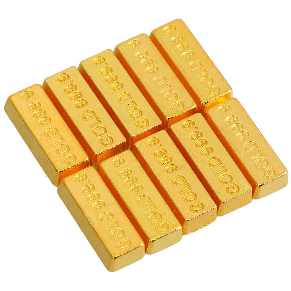 10PCS Mini Brick Bullion Prop Gold Bar Prop Kids Pretend Play Toy ...