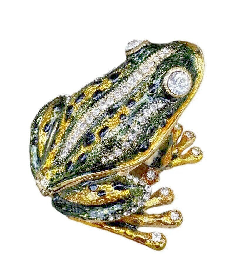 FROG Hand Painted Enamel Jeweled Trinket Box With Austrian Crystals ...
