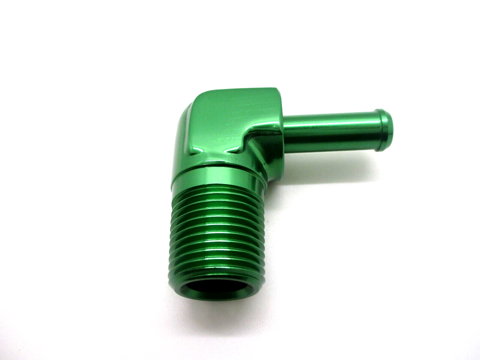 3/8 NPT to 5/16 inch Hose 90 deg push on fitting, Show Polish Green ...