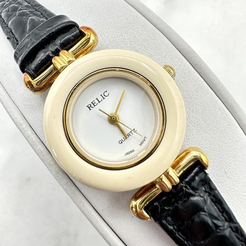 ladies relic analog watch with leather band ZR 64001, New Battery | eBay