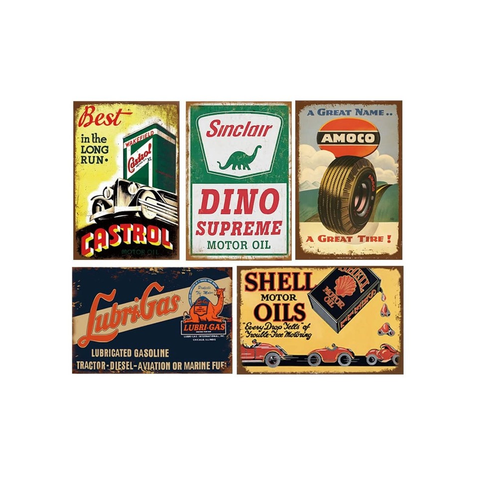 Tin Signs 26 Pieces Reproduction Vintage, Gas Oil Metal Signs, Home ...