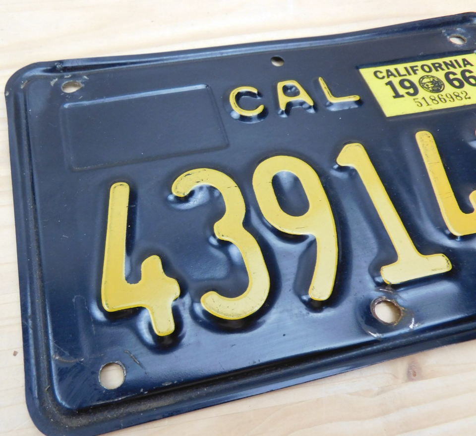 Vintage 1963 California Motorcycle License Plate #439142 W/ 1966 ...