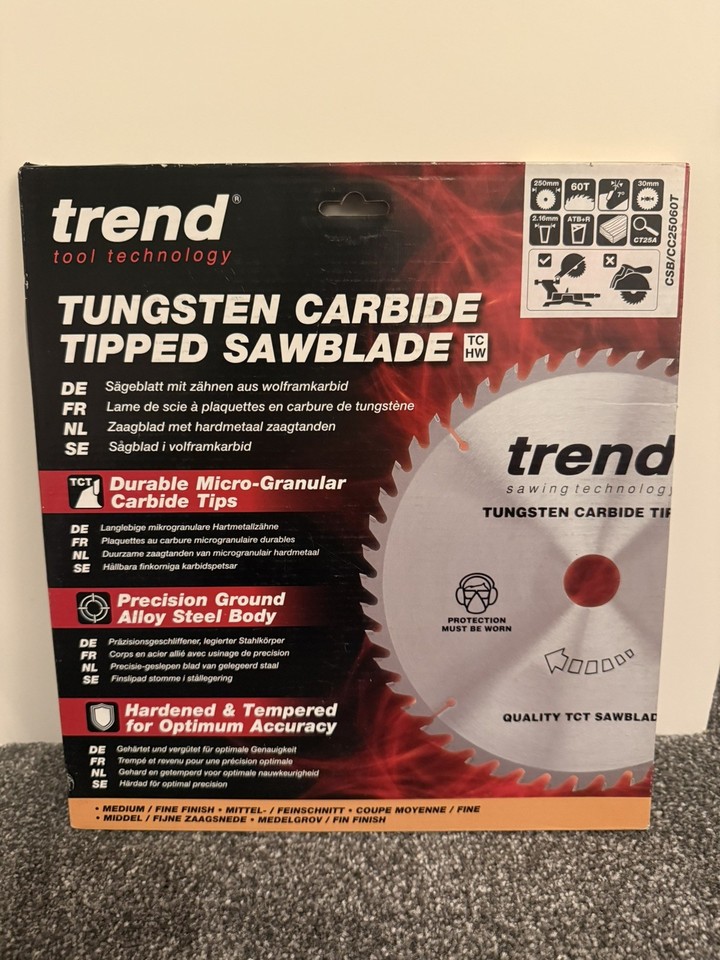 TREND CSB/CC25060T 250mm X 30mm 60T TABLE MITRE THIN KERF SAW BLADE ...