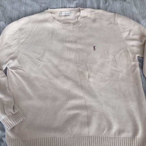 Vintage Yves Saint Laurent YSL Sweater Mens Xl/Xxl Cream Long Sleeve ...