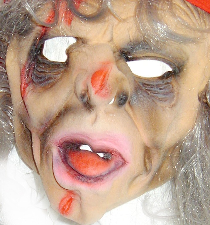 HAG WITCH MASK w/ Babushka Soft rubber Gypsy Crone ZOMBIE Halloween ...