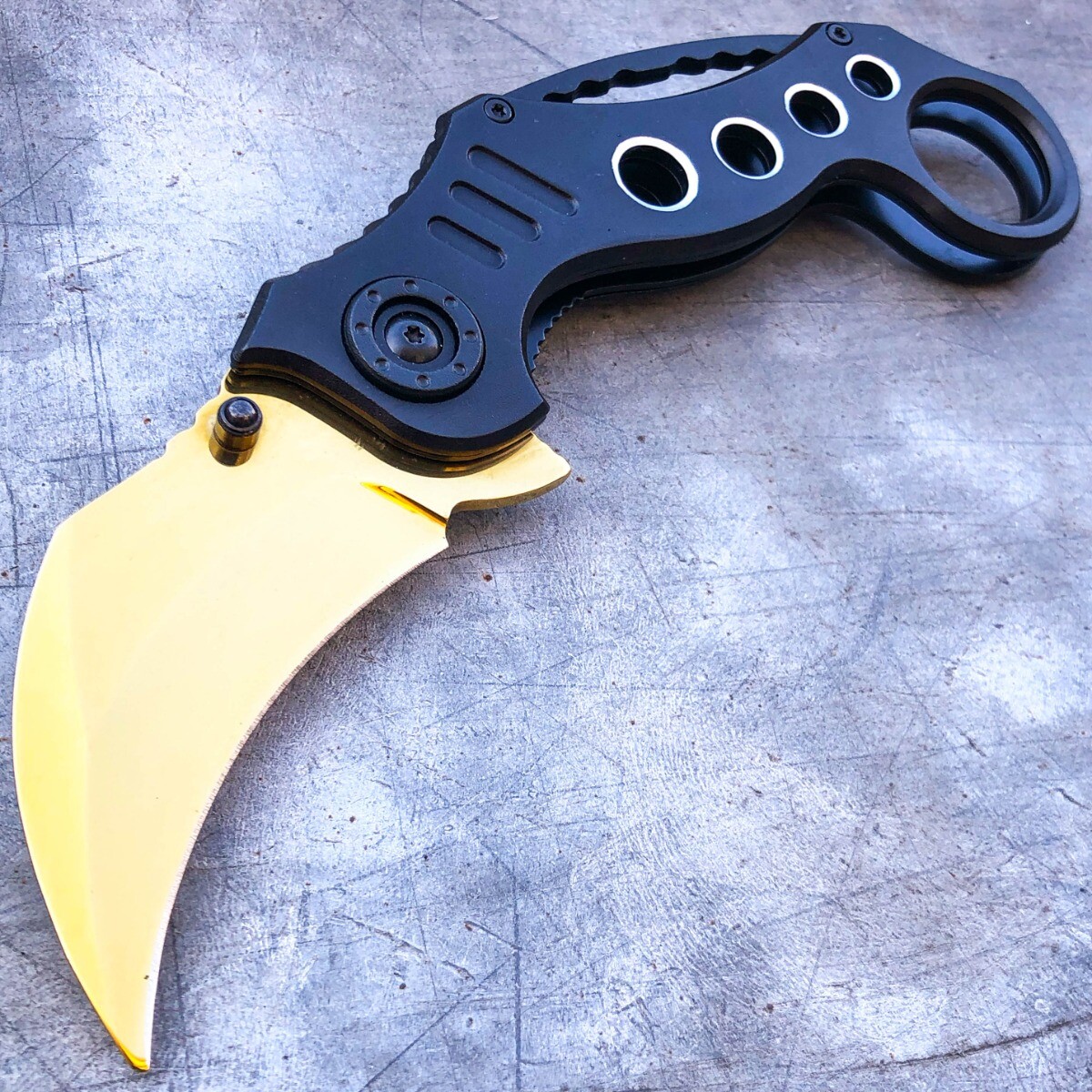8" Military Karambit Claw Spring Open Assisted Camping Folding Pocket ...