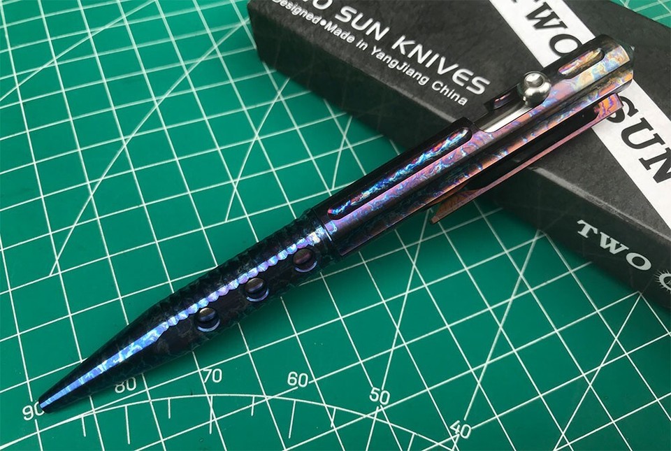 TwoSun TC4 Titanium Tactical Office Push Button Mechanism Pen TS-Pen19 ...