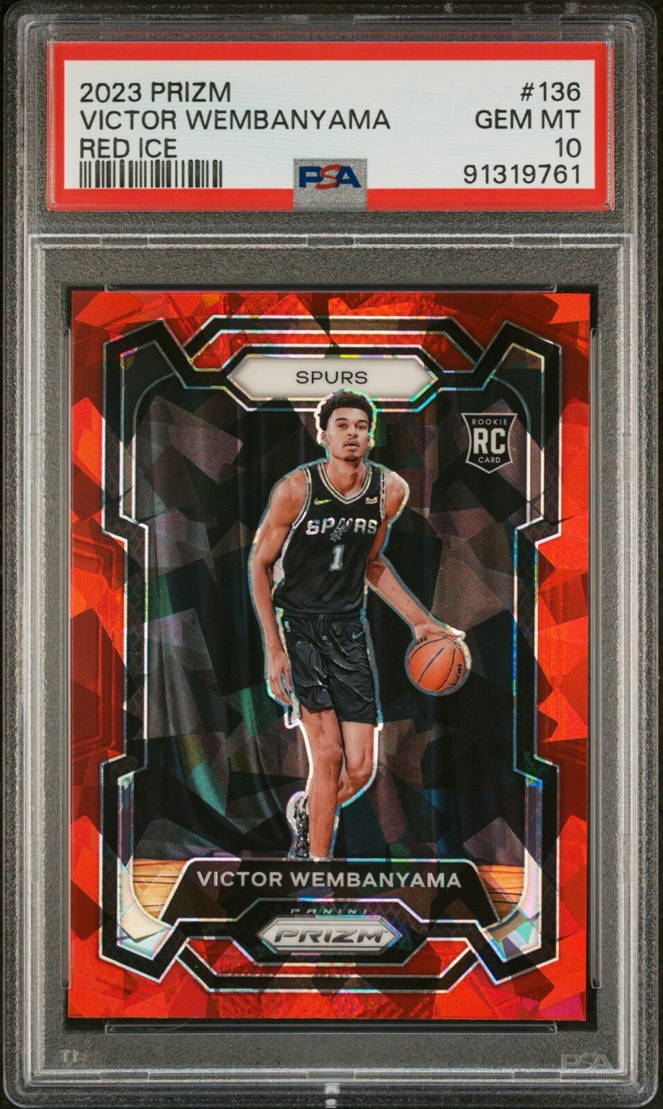 2023-24 Panini Prizm Victor Wembanyama #136 Spurs Rookie RC Red Ice ...