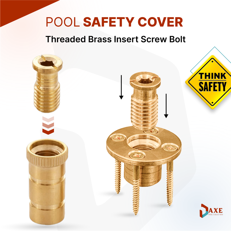 Pool Safety Cover Threaded Brass Insert Screw Bolt for Anchor (10pk ...