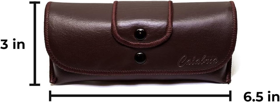 Double Snap Belt Loop Eyeglass Case 4 PACK 2 Black&2 Brown PU Leather ...