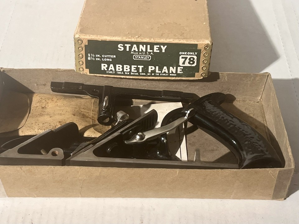 Vintage No 78 Stanley Rabbet Plane with box. 1.5in cutter. 8.5 inches ...