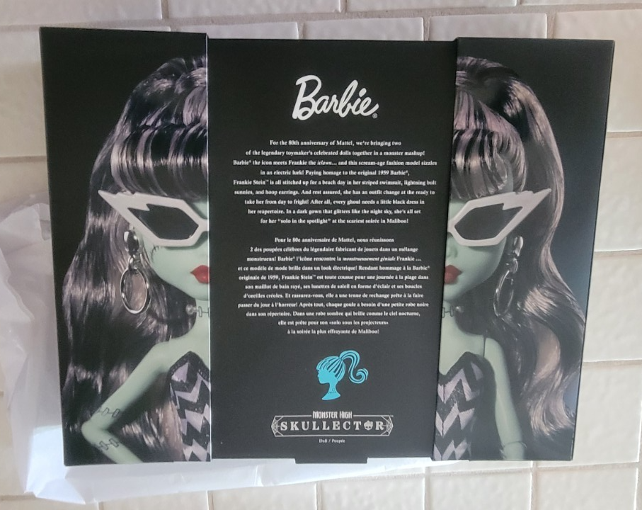 Monster High x Barbie Frankie Stein Doll with Original Barbie In Hand ...