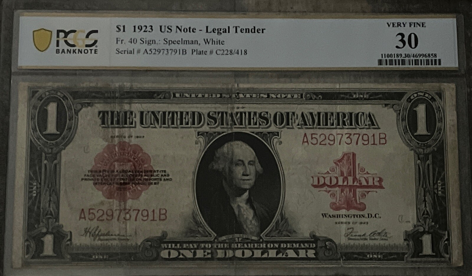 1923 $1 US Note - Legal Tender FR 40 PCGS 30 Very Fine red seal usn | eBay