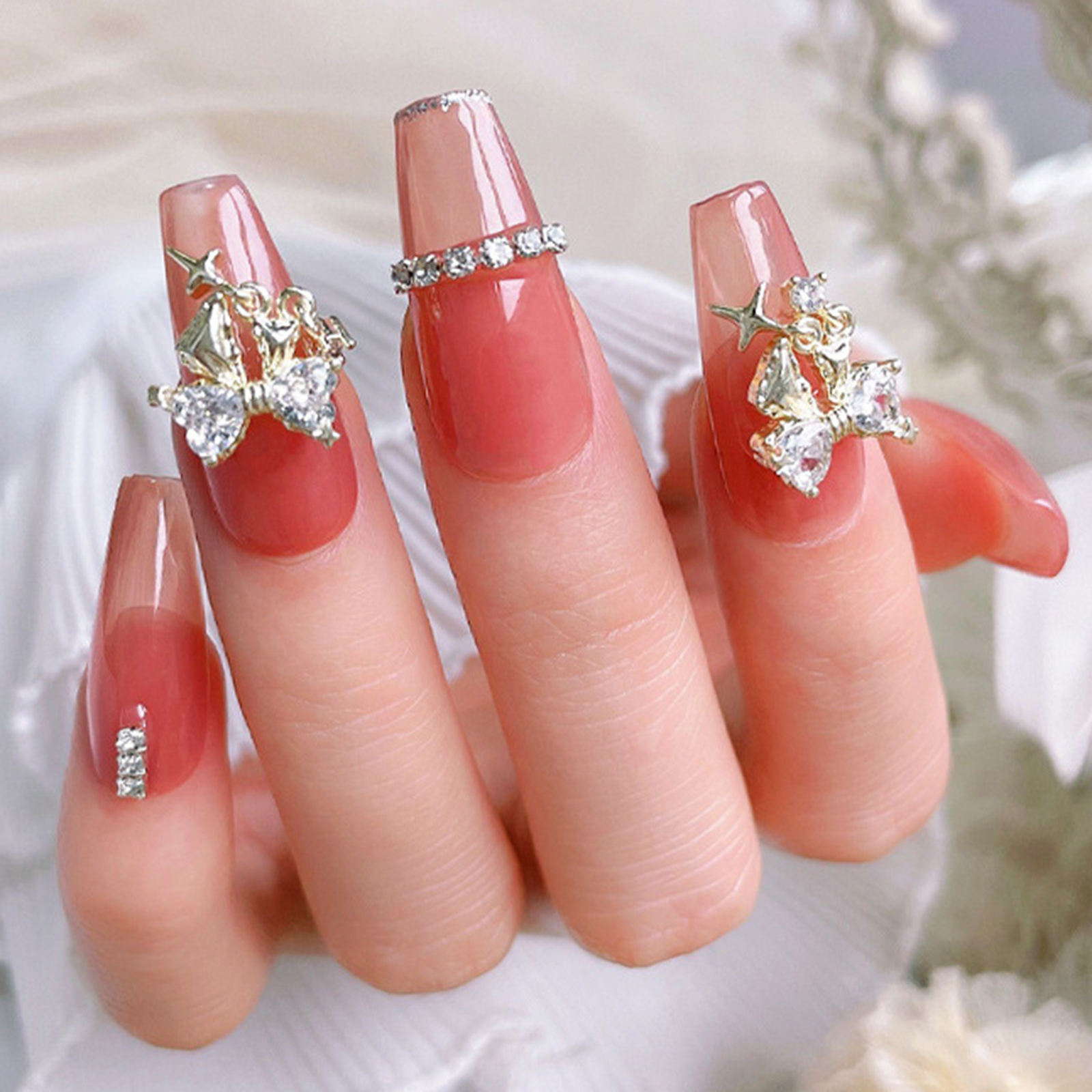 Nail Art Decoration Elegant Diy Sparkling Cubic Zirconia Bowknot Nail ...