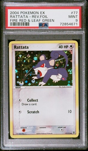 Pokemon Card Rattata 77/112 Reverse Holo Fire Red & Leaf Green PSA 9 ...