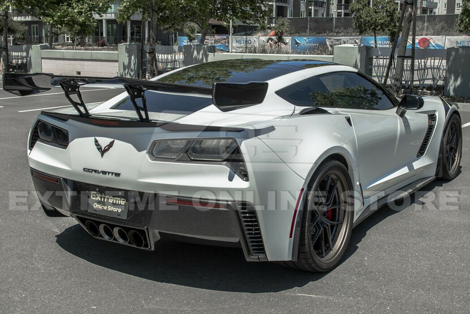 ZR1 Style Carbon Fiber Rear Wing Spoiler w/ Bracket For Corvette C7 ...