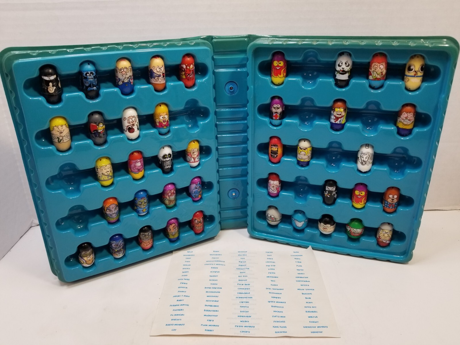 Mighty Beanz Collection Lot Of 41 Beanz & Collector’s Storage Case Blue ...