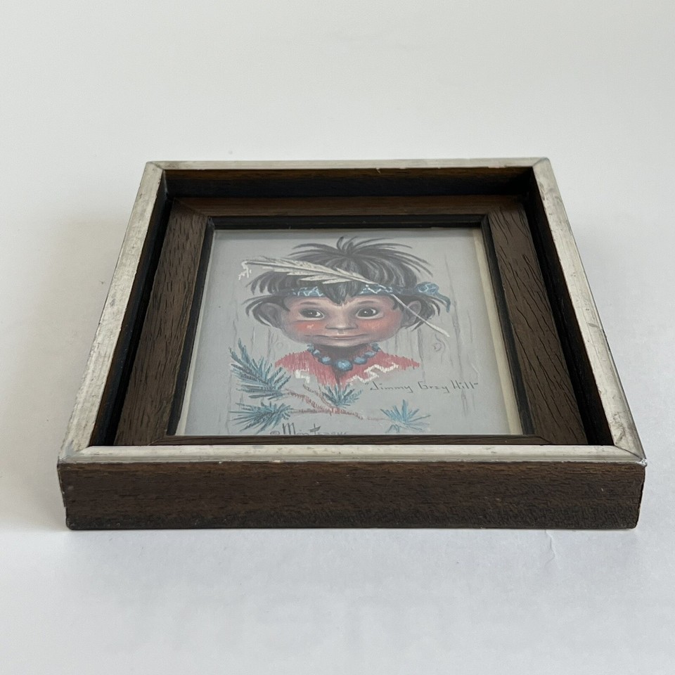 Vintage Indian Child Art By Monte Monteague Jimmy Grayhill Small Print ...