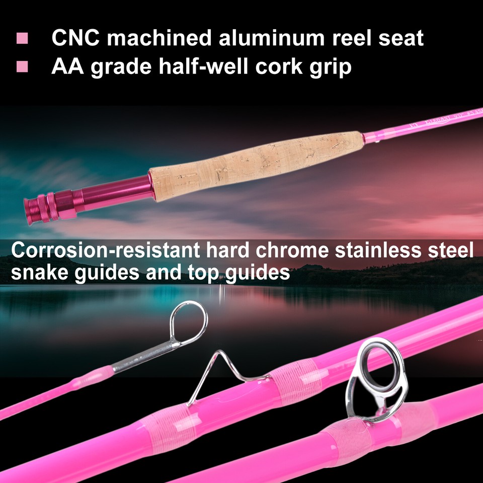 Maxcatch 2wt 5wt Women's Elegant Pink Fly Fishing Rod Combo, Fly Reel ...