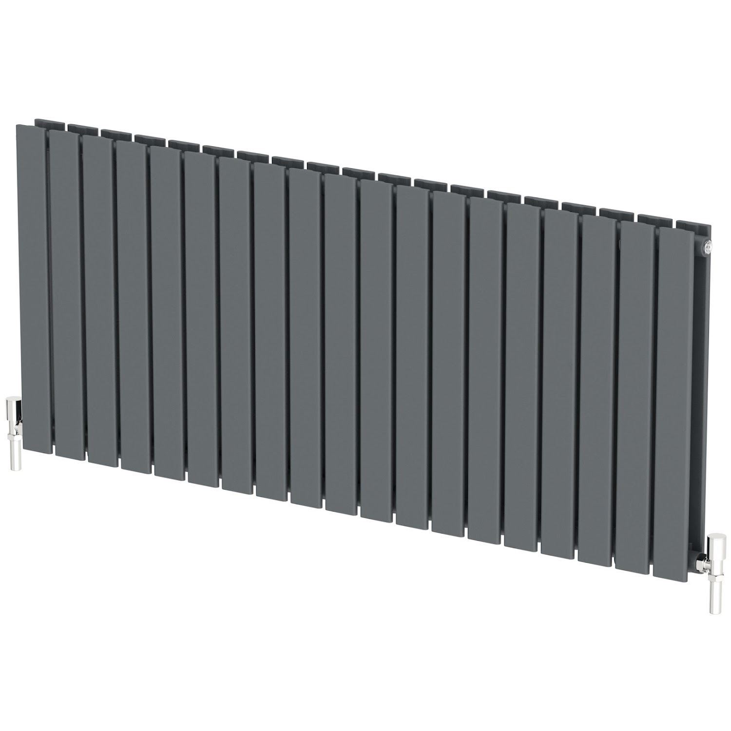 RadiLux Designer Radiator Horizontal Double Flat Panel Rad Anthracite ...