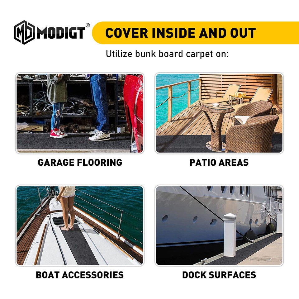 Black Boat Carpet, 12" x 13' Marine Carpet Marine Grade Carpet for ...