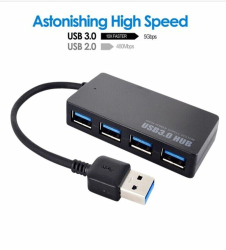 Multi USB 3.0 Hub 4 Port High Speed Portable Compact Expansion Smart ...
