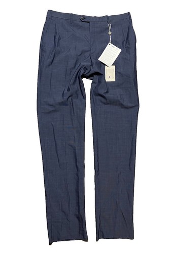 Brioni Tigullio Slim Trouser Blue Wool Dress Pants Flat Front Size ...