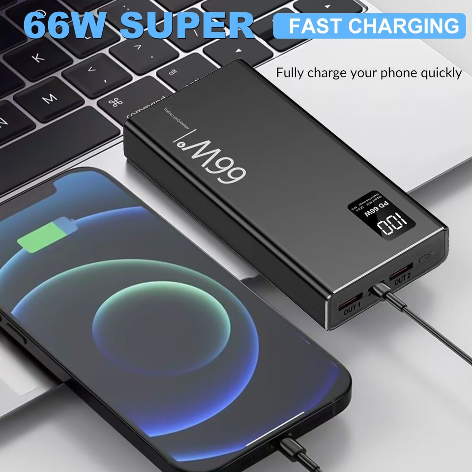 66W 40000mAh Portable Power Bank 2 USB External Battery Charger For ...