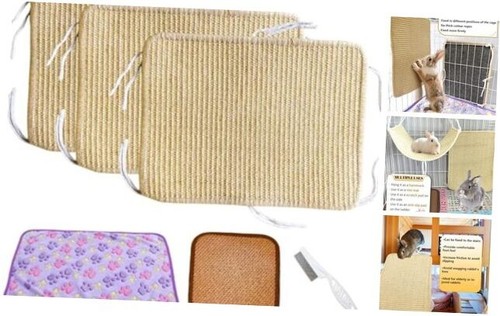 3Pcs Rabbit Scratcher Mat 16 ×12'' Natural Sisal Bunny Scratch Pad Rug ...