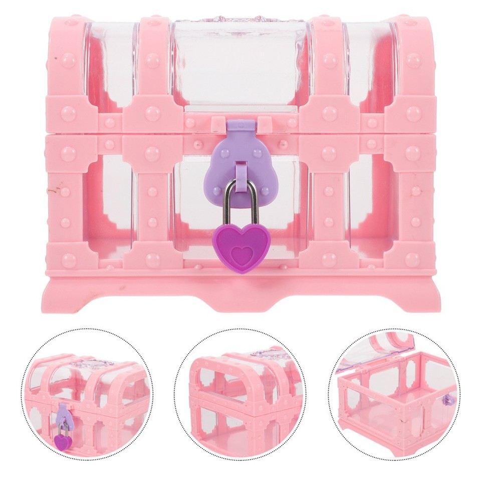 2pcs Jewelry Chest Box With Lock - Plastic Treasure Box Party Favor ...